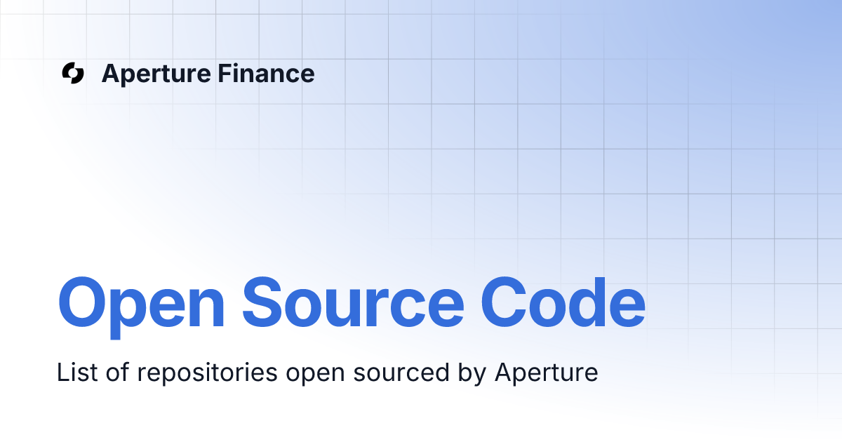 Open Source Code Aperture Finance
